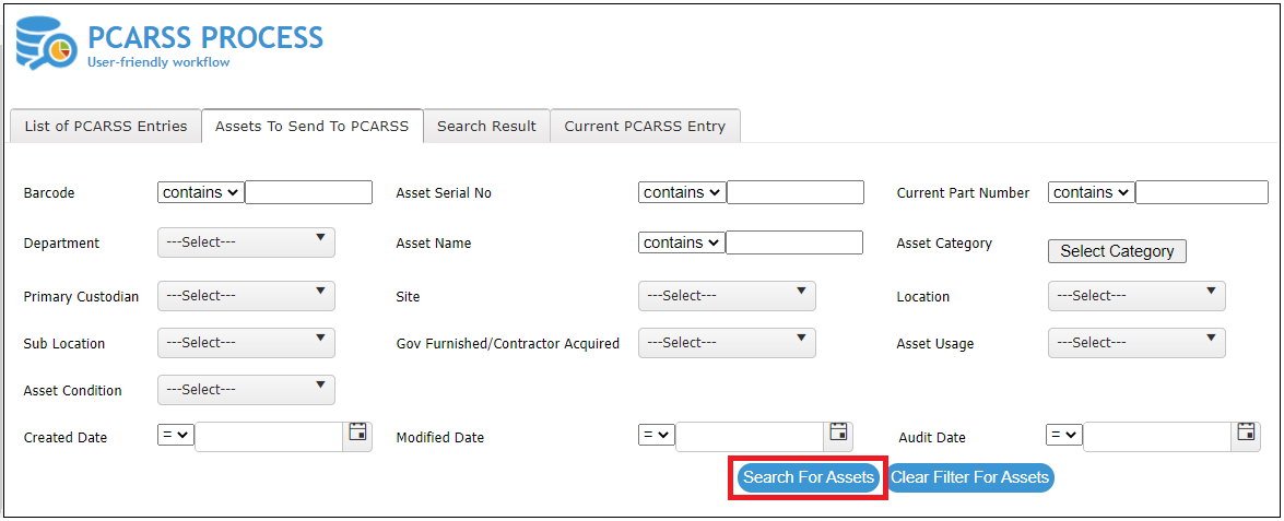 PCARSS Process in eQuip