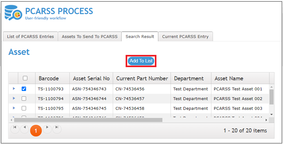 PCARSS Process in eQuip