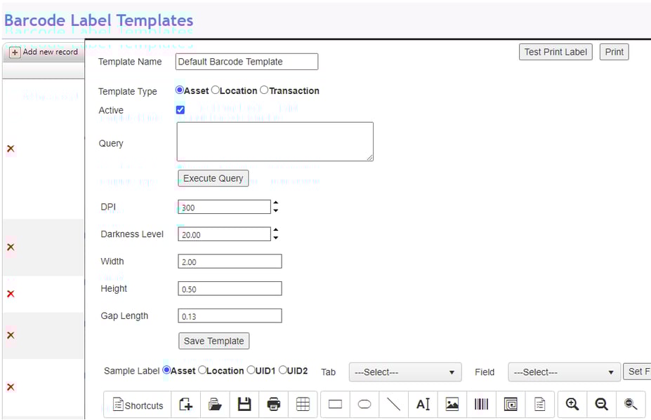 How to use the Barcode Label Template Tool in eQuip.