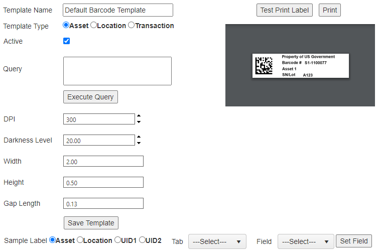 How to use the Barcode Label Template Tool in eQuip.