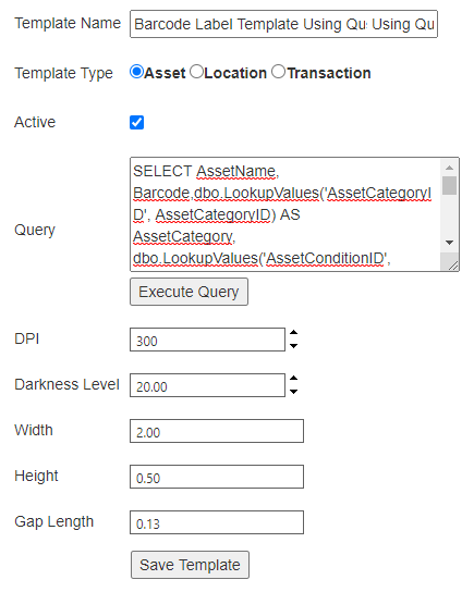 How to use the Barcode Label Template Tool in eQuip.