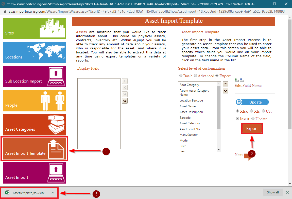 How to import asset data in eQuip.
